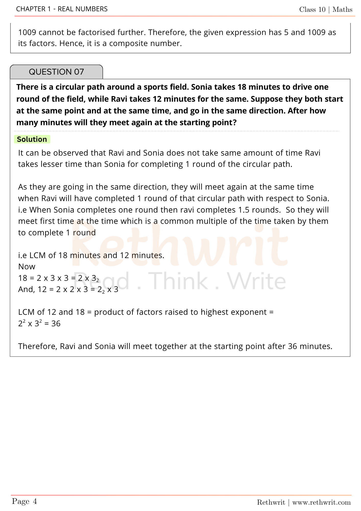 NCERT Solutions for Chapter 1 - Real Numbers | Class 10 Maths