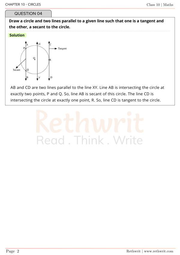 NCERT Solutions for Chapter 10 - Circles Class 10 Maths