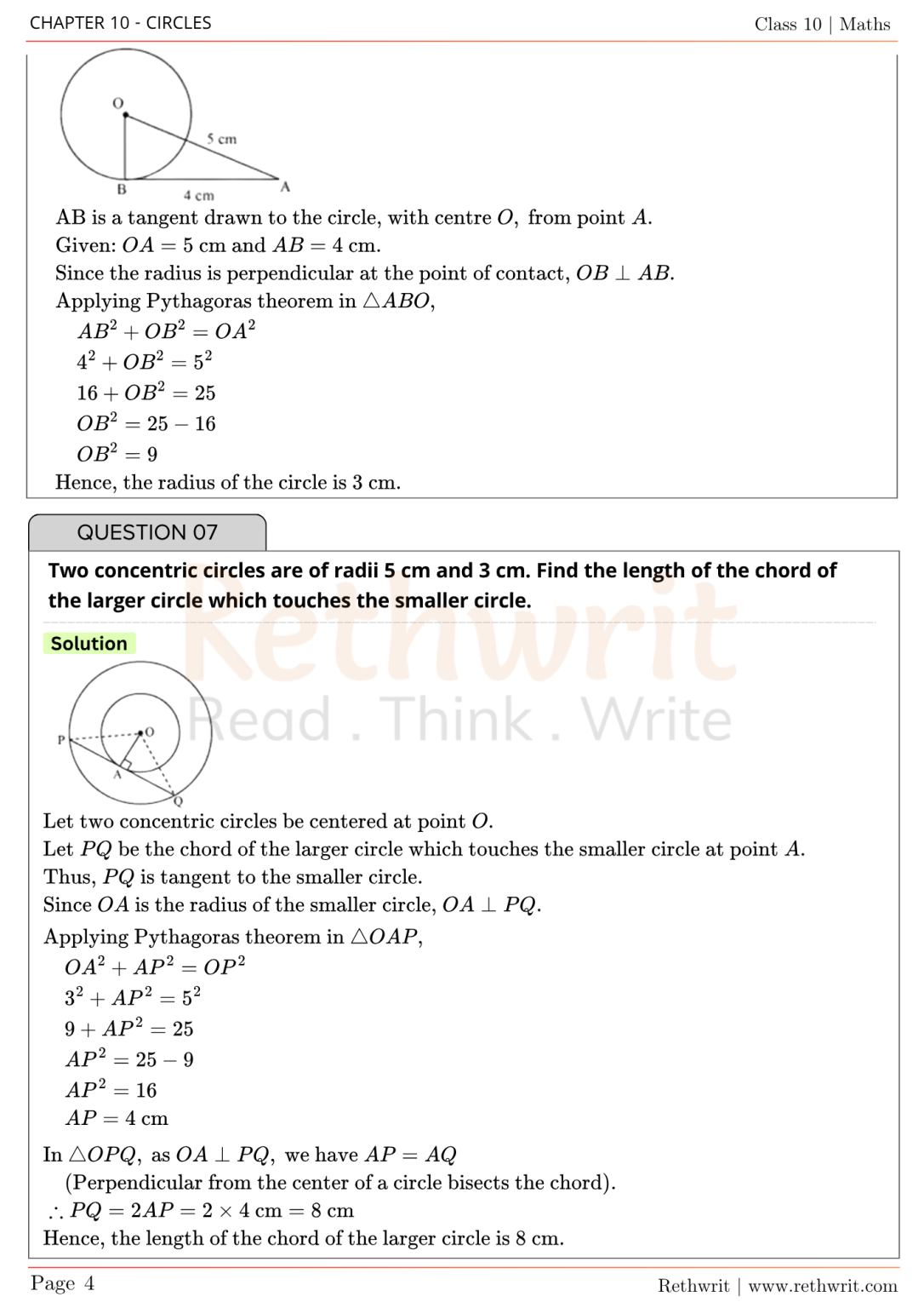 NCERT Solutions for Chapter 10 - Circles Class 10 Maths