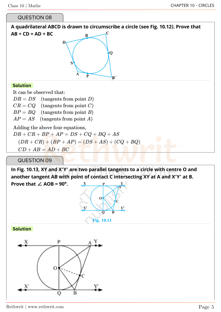 NCERT Solutions for Chapter 10 - Circles Class 10 Maths