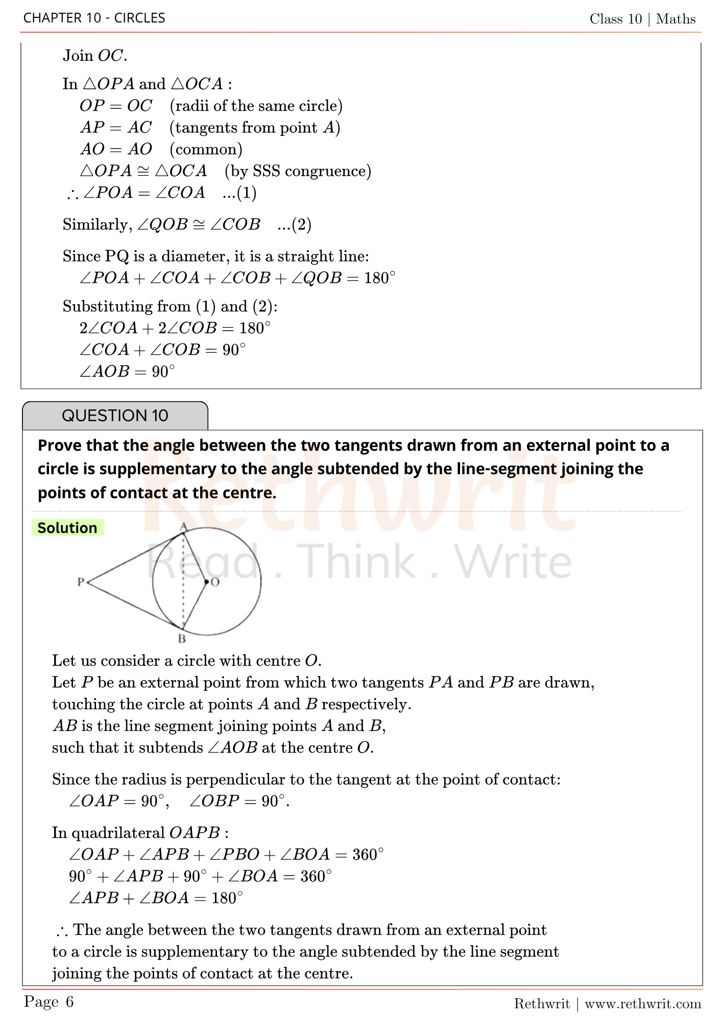 NCERT Solutions for Chapter 10 - Circles Class 10 Maths
