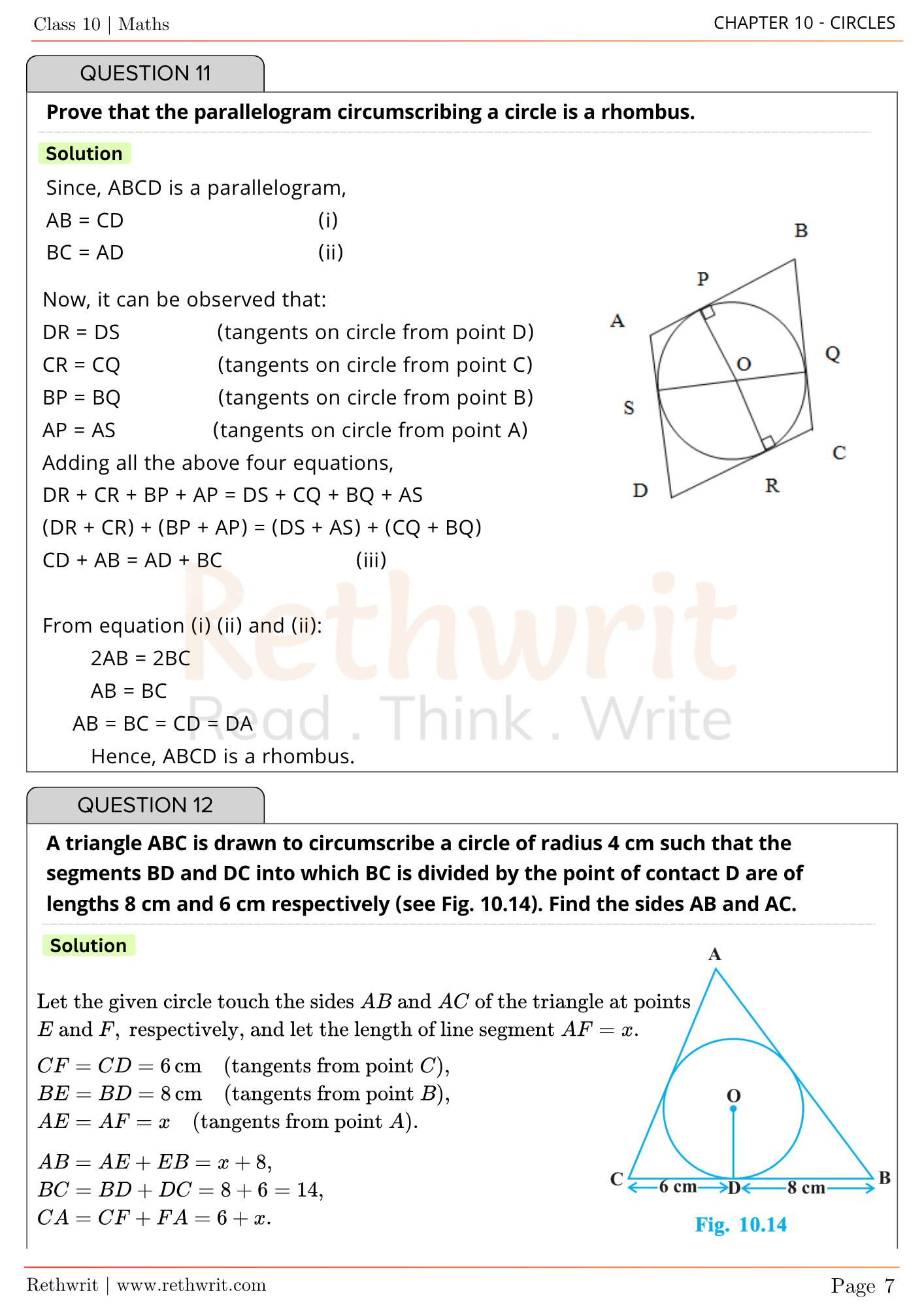 NCERT Solutions for Chapter 10 - Circles Class 10 Maths
