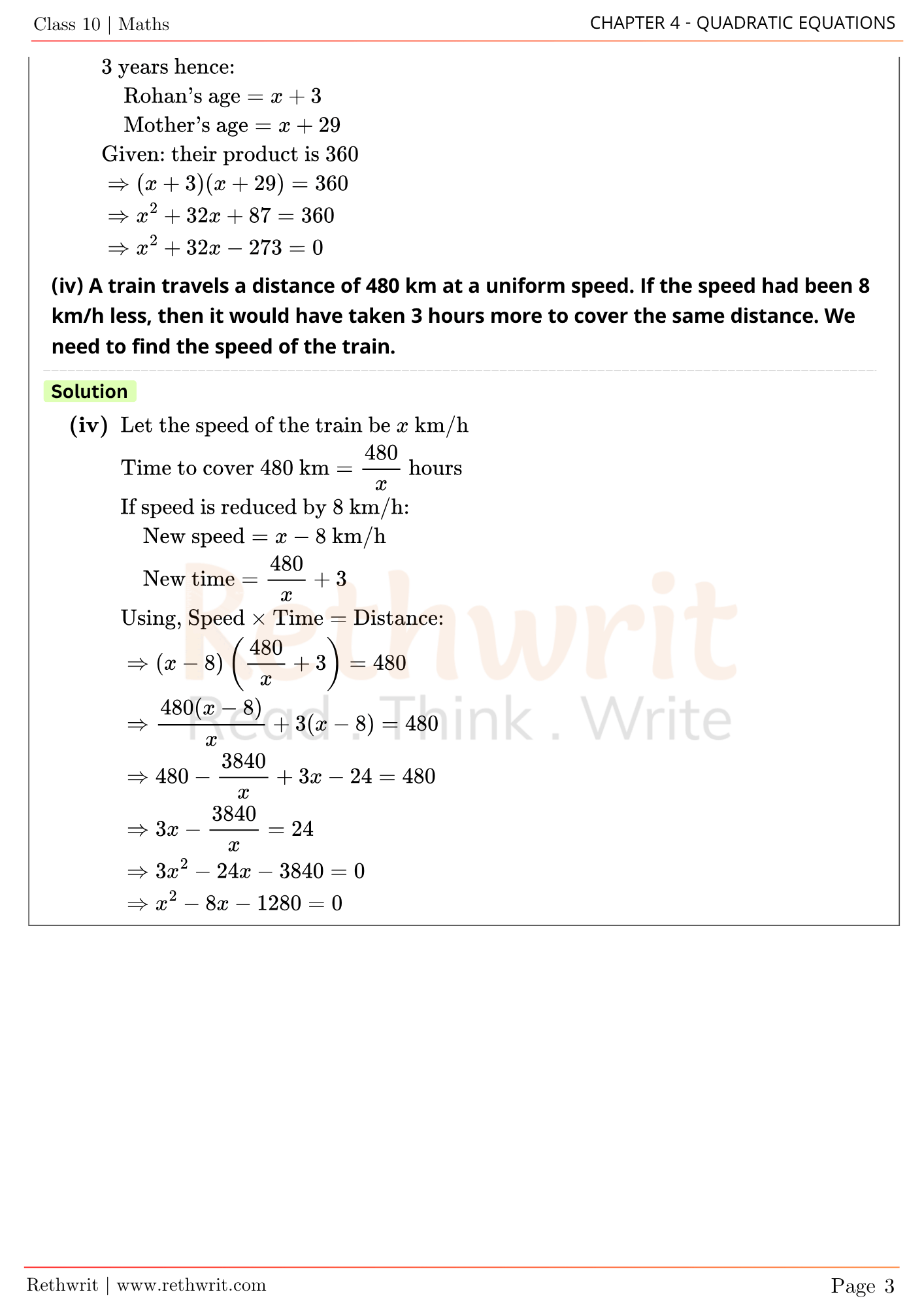 NCERT Solutions for Chapter 4 - Quadratic Equation | Class 10 Maths